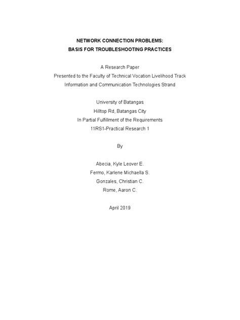 Network Connection Problems Pdf