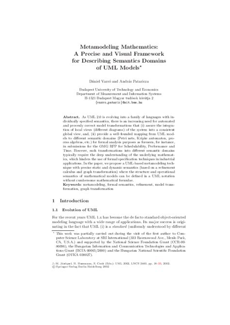 Pdf Uml Metamodeling For Semantic Domain Mapping