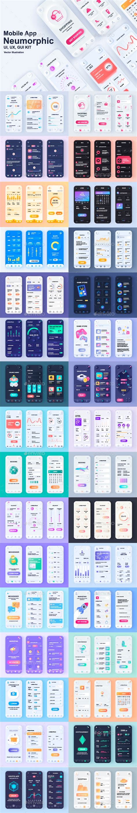 Neumorphic Mobile App Ui Kit Vectors Graphicriver