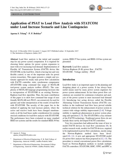application of psat to load flow analysis with statcom pdf pdf ac