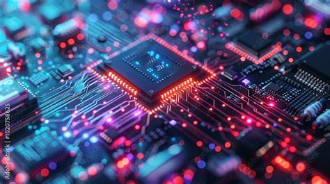 Стокова ілюстрація Quantum Computer And Large Scale Data Processing