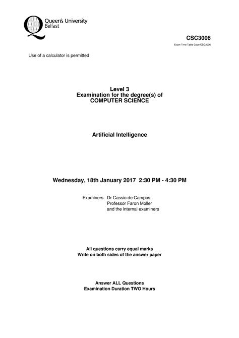 CSC ES Past Paper Of A I Module CSC Exam Time Table Code CSC Use Of A