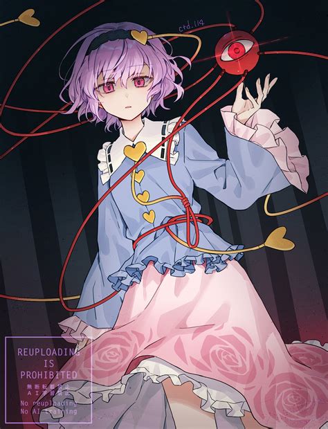 Ctd Komeiji Satori Touhou Commentary Highres Girl Black Hairband Blue Shirt Buttons