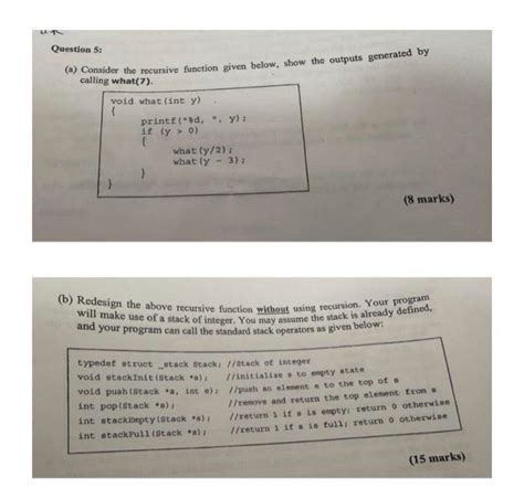 Solved Question 5 A Consider The Recursive Function Given