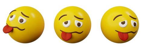 3d 렌더링 취하거나 멍청한 얼굴 이모티콘 또는 노란색 공 이모티콘 창의적인 사용자 인터페이스 웹 디자인 프리미엄 사진