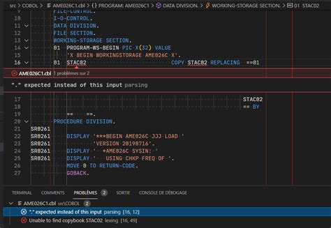Cobol Copy Replacing Invalid Parsing Error Message · Issue 181 · Ibm