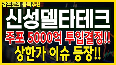 신성델타테크 속보 5분전 긴급발표 주포 5000억 투입결정 초전도체 신성st 박순혁이사 배터리아저씨 선대인tv 신성에스티 Lk99 Lk99