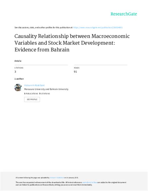 Pdf Causality Relationship Between Macroeconomic Variables And Stock Market Development