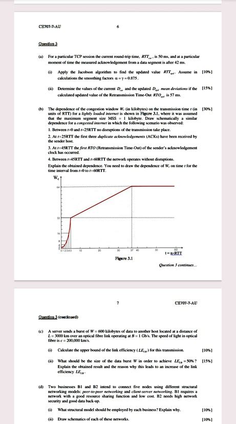 Question A For A Particular Tcp Session The Current Round Trip Time Rttcur Is Ms And At A