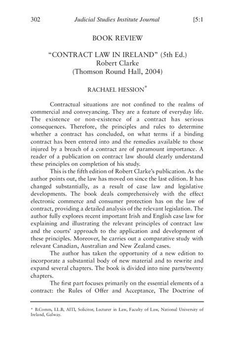 Book Review “contract Law In Ireland” 5th Ed Exams Contract Law Docsity