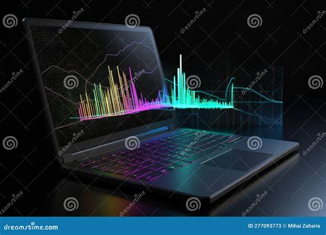 Conceptual Illustration Of A Laptop Displaying Analytical Data With Colorful Growth Charts