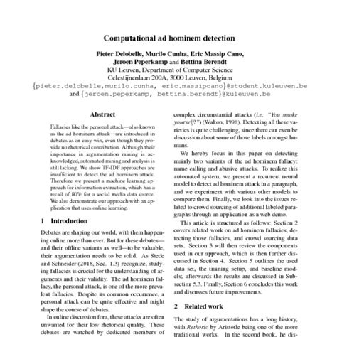 computational ad hominem detection acl anthology