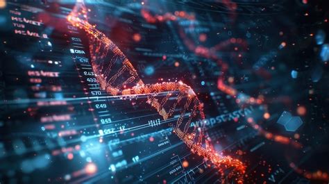 Futuristic Digital Dna Strand With Data Visualization In A Hightech Interface Premium Ai
