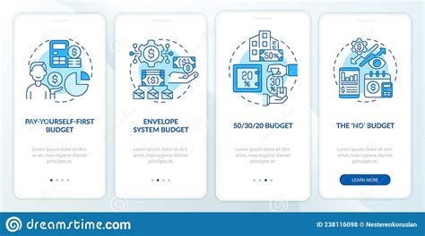 Budget Approaches Blue Onboarding Mobile App Screen Stock Vector Illustration Of User