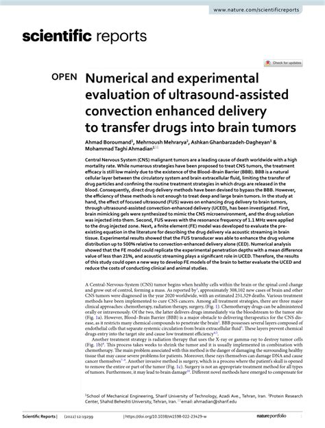Pdf Numerical And Experimental Evaluation Of Ultrasound Assisted Convection Enhanced Delivery