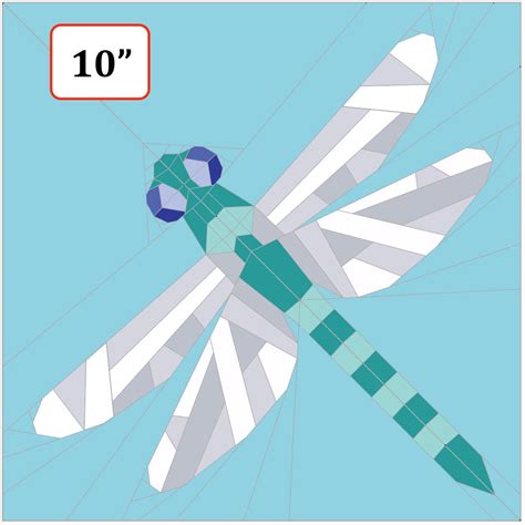Dragonfly Fpp Foundation Paper Piecing Pattern Dragonfly Quilt Bug