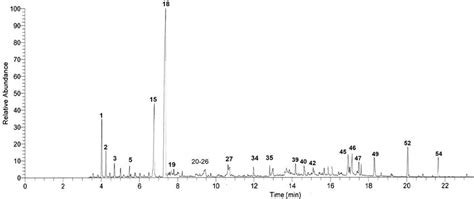 Typical Tic Gc Ms Chromatogram Of P Pulchrum Oil Separated On A Download Scientific Diagram