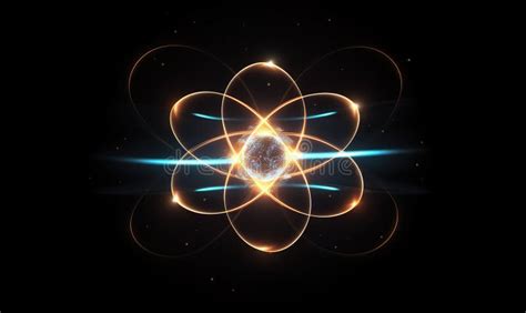 Atom Nuclear Particle With Orbit Of Electron Or Proton Colorful