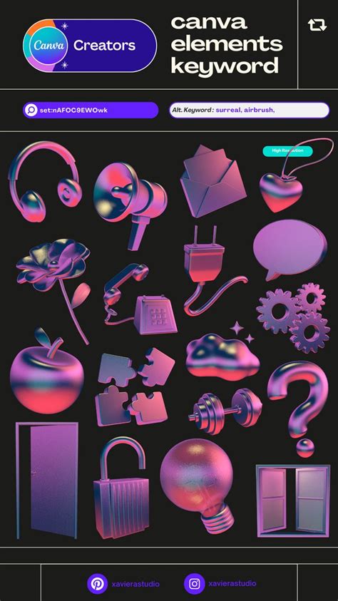 Canva Element Keyword For 3d Airbrushed Surreal Emotional Wellness