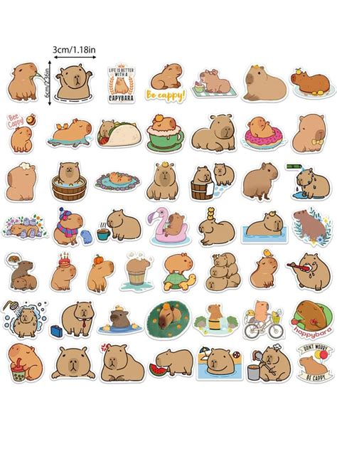 50pcs Cartoon Capybara Graffiti Stickers Capybara Graffiti Doodle Cartoon