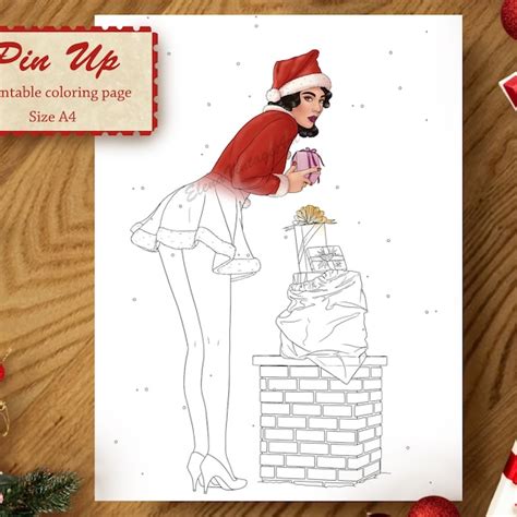 Sexy Pin Up Coloring Page Etsy