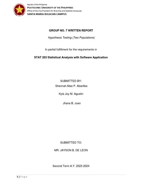 Group 7 Hypothesis Testing Two Populations Pdf Statistical