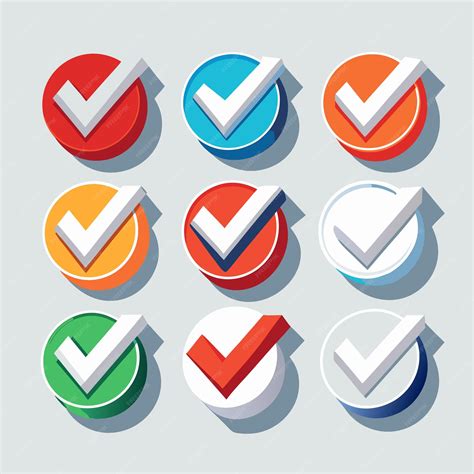 체크 마크 아이콘 체크마크 터 세트 체크 박스 표시 승인된 기호 일러스트레이션 프리미엄 Ai 생성 벡터