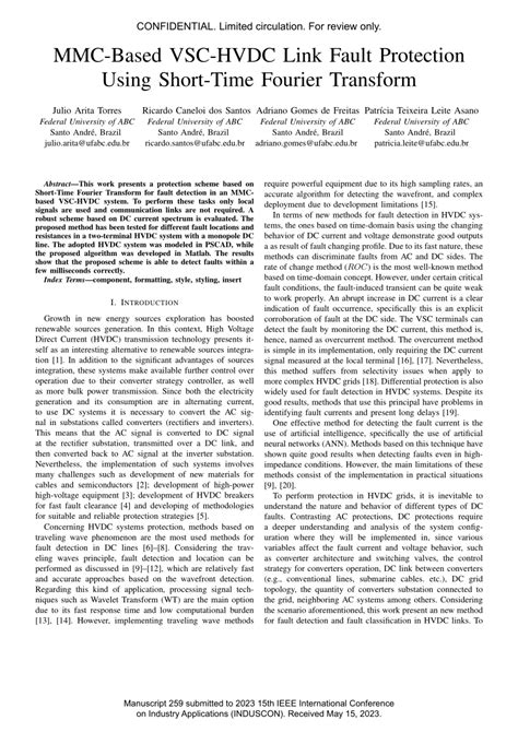 Pdf Mmc Based Vsc Hvdc Link Fault Protection Using Short Time Fourier