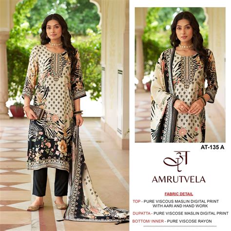 Amrutvela Design No 135 A Pure Viscose Muslin Digital Print Aari
