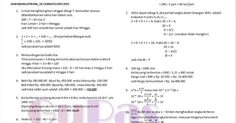Contoh Soal Soal Matematika Olimpiade Kelas Sd