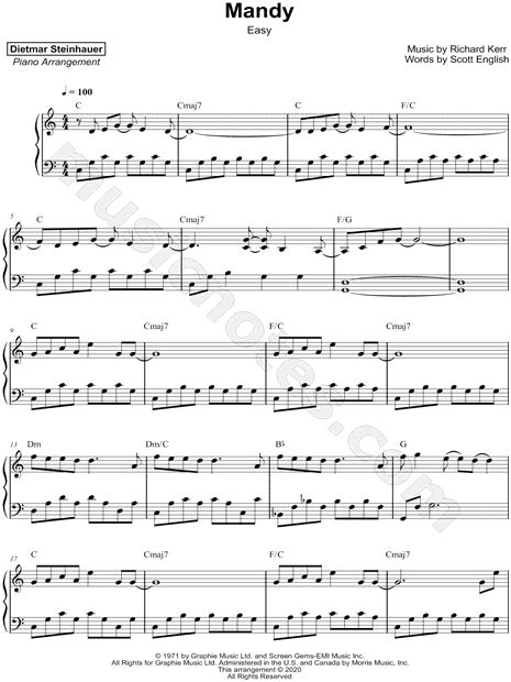Dietmar Steinhauer Mandy Easy Sheet Music Piano Solo In C Major