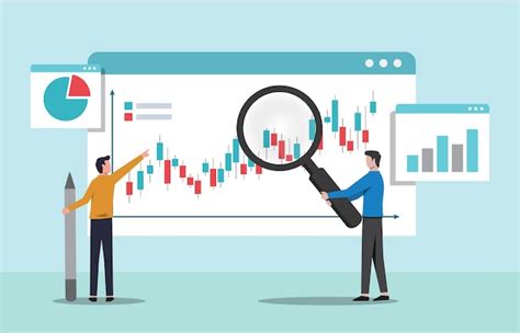 성장 차트 개념을 분석하는 사람들 데이터 분석 및 모니터링 투자 벡터 일러스트 레이 션 프리미엄 벡터