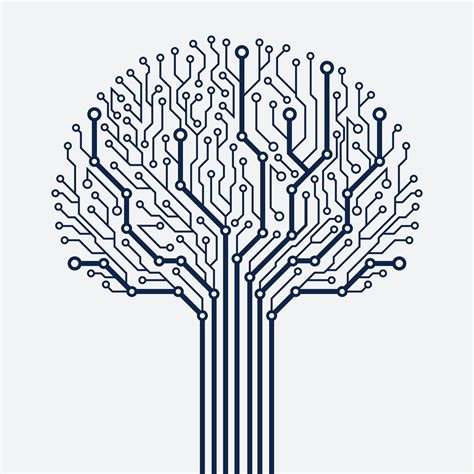 Vector Circuit Technology Tree On White Background Computer Engineering Hardware System