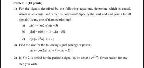 Solved Problem 1 10 Points 1 For The Signals Described By