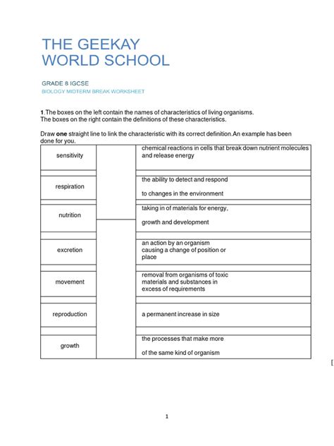 Biology Worksheet Igcse Pdf