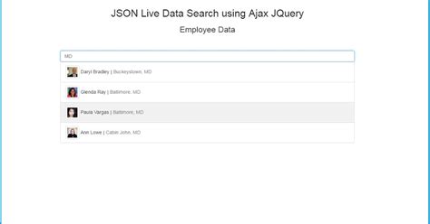 Live Search JSON Data Using Ajax JQuery Webslesson