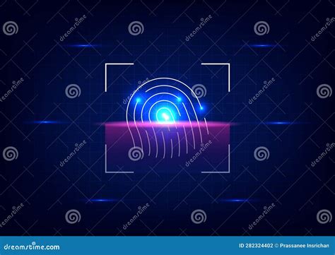 Cyber Security And Cyber Crime Concept Scanning Electronic Thumb Fingerprint On Futuristic