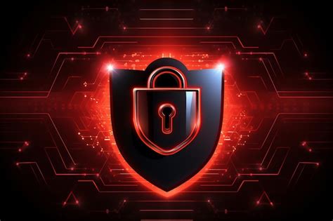 Premium Ai Image Shield With Padlock On Electronic Circuit In Red