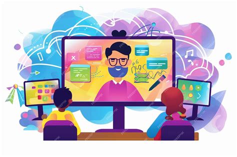 Colorful Virtual Classroom Vector Illustration Premium Ai Generated
