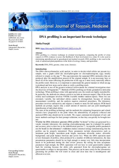 pdf dna profiling is an important forensic technique