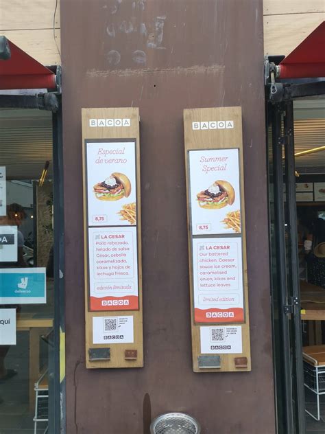 Carta De Bacoa Burger Barceloneta Hamburgueseria A Barcelona Barcelona
