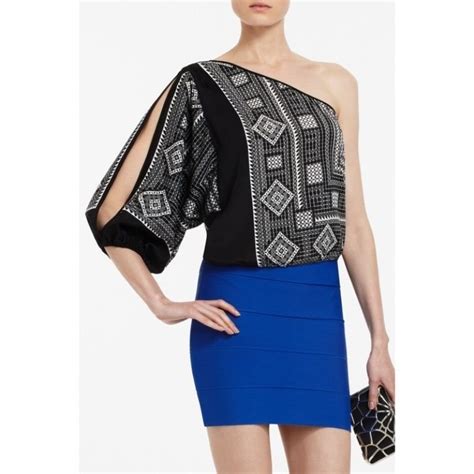 Bcbg Max Azria One Sleeve Blouse Top Acacia Shoulder Slit Sleeve S