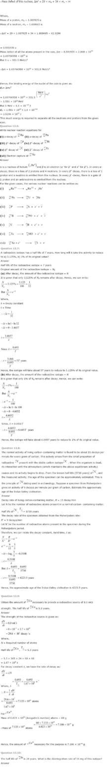 NCERT Solutions For Class Physics Chapter Nuclei