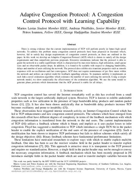 Pdf Adaptive Congestion Protocol A Congestion Control Protocol With