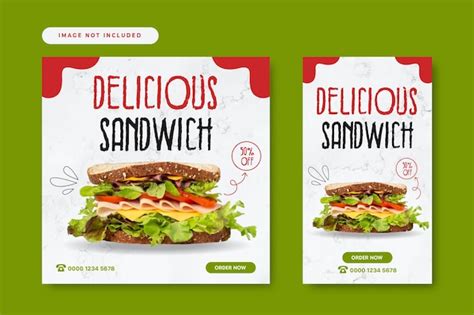 패스트푸드 소셜 미디어 및 인스타그램 게시물 프리미엄 벡터