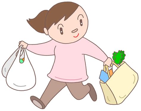 生活・暮らしのイラスト「ショッピング・買い出し・スーパー通い・主婦・買い物好き」 色んなイラスト・無料素材