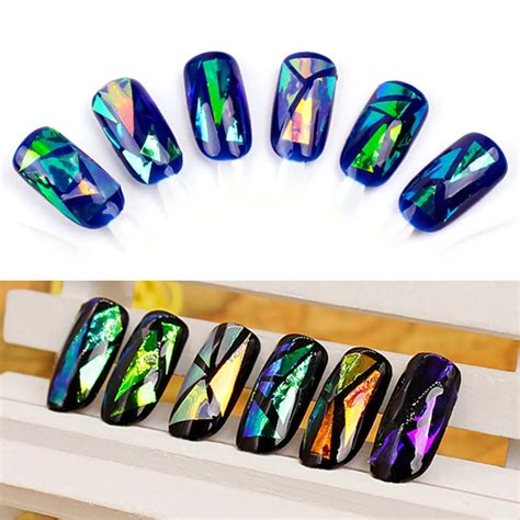 5 цветов Набор наклеек для ногтей разбитое стекло цветное стекло для ногтей лак для ногтей