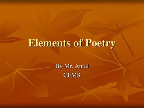PPT Elements Of Poetry PowerPoint Presentation Free Download ID
