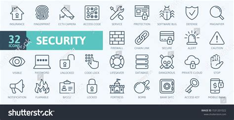 Security Outline Web Icon Set Vector Stock Vector Royalty Free 1531201022 Shutterstock