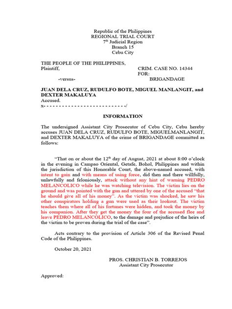 Sample Of An Information For Murder Pdf Prosecutor Government